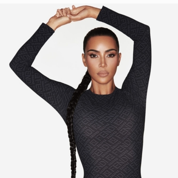 Fendi | Tops | Nwt Fendi Skims Mock Neck Long Sleeve Bodysuit In Black ...